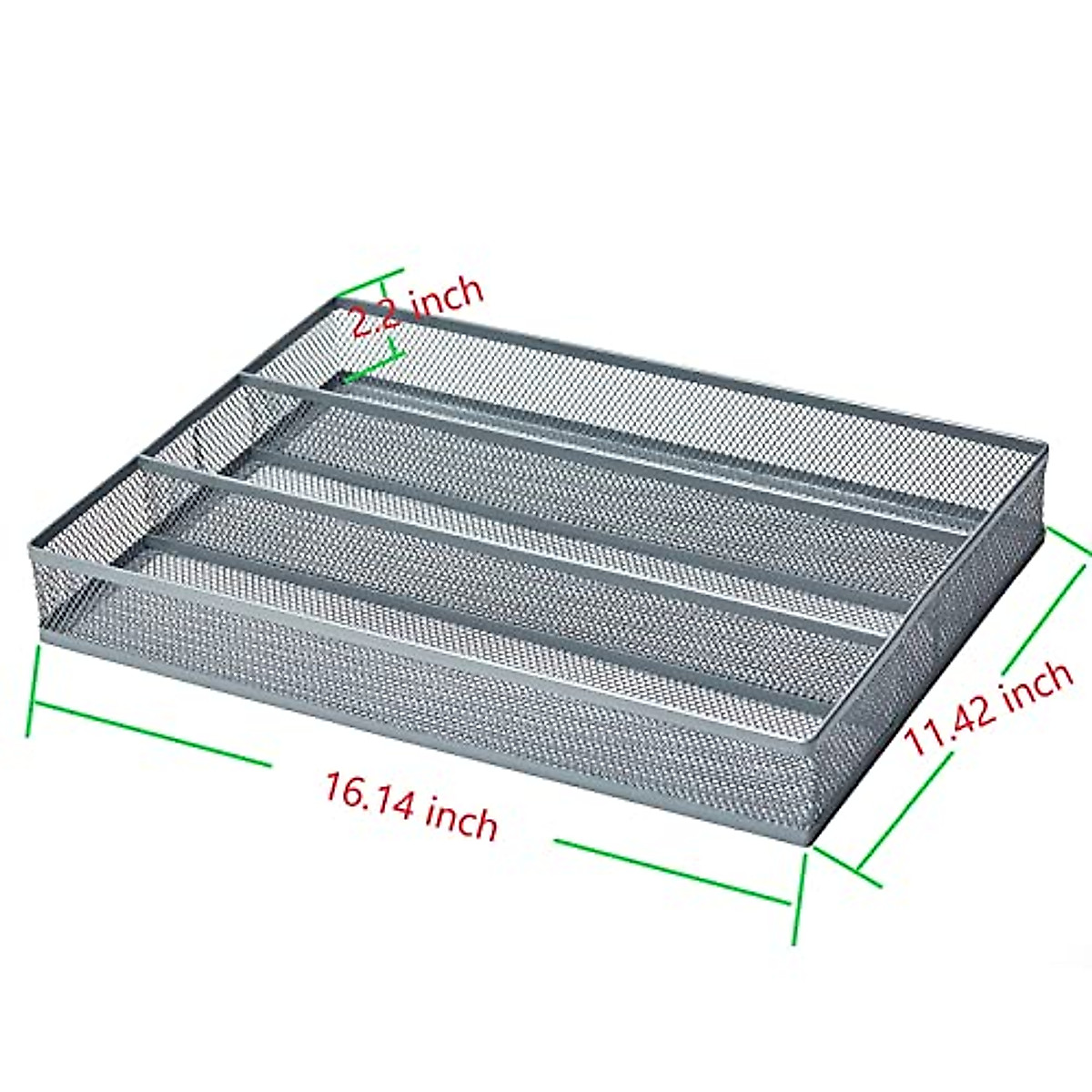 SETTFRFE Mesh Flatware Tray Kitchen Drawer Organizer,Silverware Organizer,Silverware Tray for Drawer,Utensil Organizer for Kitchen Drawers,Silver
