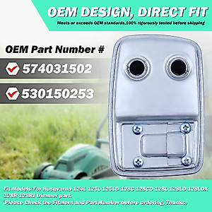 Adefol String Trimmer Exhaust Muffler Kit for Husqvarna 124L 125L 128C 128CD 128L 128LD with Air Filter, Fuel Filter, Fuel Line, Spark Plug Replacement Parts 574031502, 530150253 Accessories