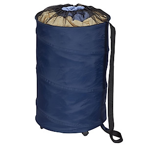 Household Essentials 2030 Pop-Up Laundry Hamper on Wheels with Drawstring Closure | Shoulder Strap to Carry Clothing | Blue