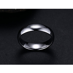Mealguet Jewelry Free Engraving-Personalized His Hers Domed Plain Simple Tungsten Carbide Wedding Promise Engagement Ring Bands,6mm
