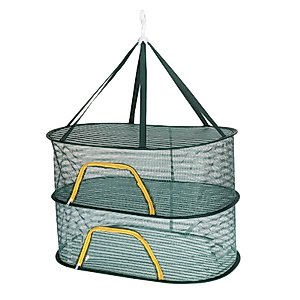 PATIKIL Folded Mesh Clothes Hanging Dryer, Double Layer Sweater Drying Rack, 70cmx50cm, Green