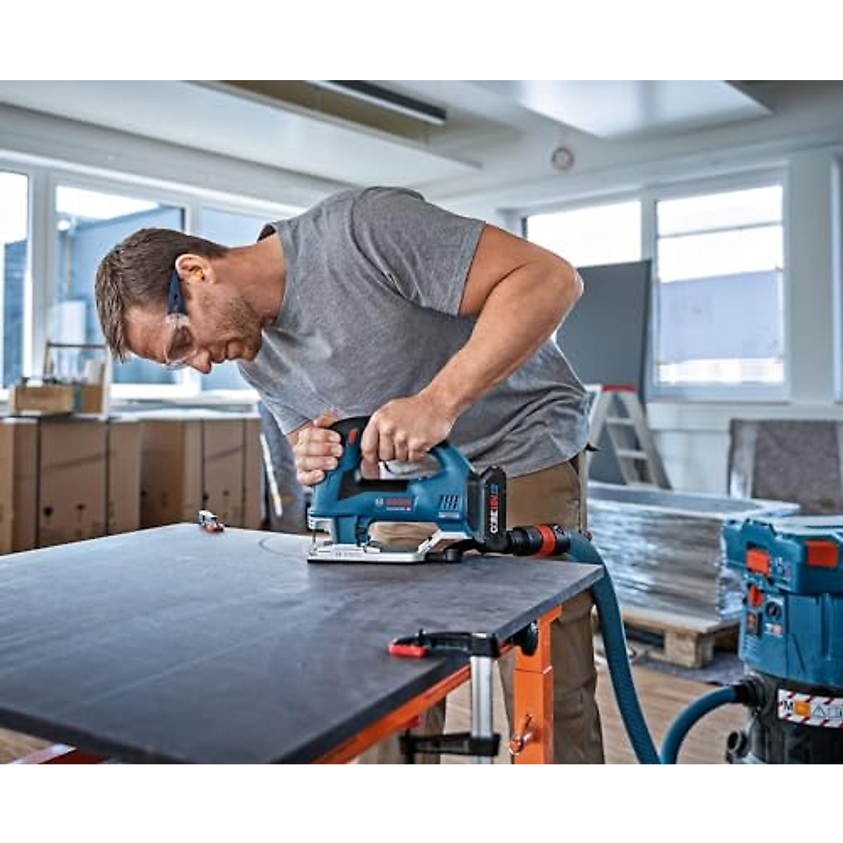 BOSCH GST18V-60CN 18V Brushless Connected Top-Handle Jig Saw, 3,800 SPM, LED Light, Tool-free Blade Change (Bare Tool)