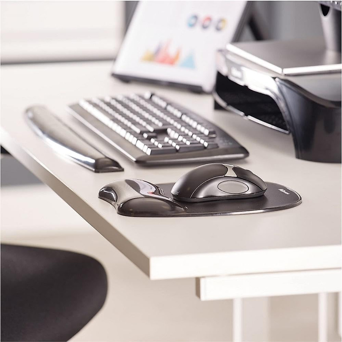 Fellowes Crystals™ Gel Keyboard Wrist Support Black - 0.63" x 2.31" x 18.56" Dimension - Black - Gel - Stain Resistant - 1 Pack