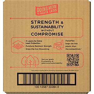 GLAD ForceFlex Tall Kitchen Drawstring Trash Bags, 13 Gallon White Trash Bag for Kitchen Trash Can, Gain Moonlight Breeze with Febreze Freshness and Leak Protection, 110 Count (Package May Vary)