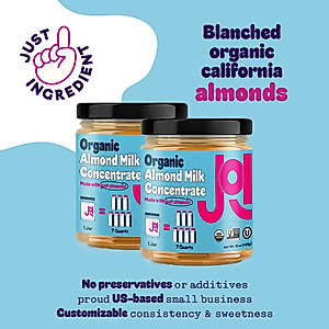 Organic Almond Milk Unsweetened Plain Concentrate by JOI - 27 Servings - Vegan, Kosher, Shelf Stable, Keto-Friendly, Dairy Free, & Fat Free Milk - Almond Milk Powder Substitute, Coffee & Plant Milk Creamer
