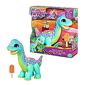 FurReal Snackin' Sam The Bronto, Interactive Pets, 40+ Sounds and Reactions, Electronic Pets, Plush Dinosaur Toys for 4 Year Old Girls and Boys
