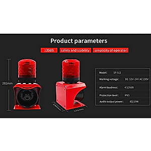 SF-513 (DC 12V~24V) Industrial Sound and Light Alarm Emergency Warning Light Outdoor Waterproof Alarm Horn Siren Safety Voice Strobe Flash 120dB Waterproof… (AC 220V)