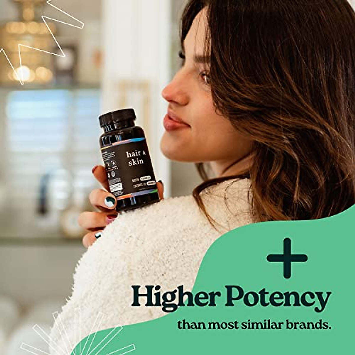 NABUU Biotin with Organic Coconut Oil - Supports Healthy Hair, Skin & Nails - Vitamin Supplement Promoting Hair Growth for Women & Men - Vegan, Organic & Gluten-Free - (2 Pack, 120 Capsules)