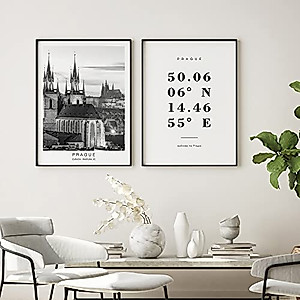 Dear Mapper Prague Czech Republic View Abstract Road Modern Map Art Minimalist Painting Black and White Canvas Line Art Print Poster Art Print Poster Home Decor (Set of 3 Unframed) (16x24inch)