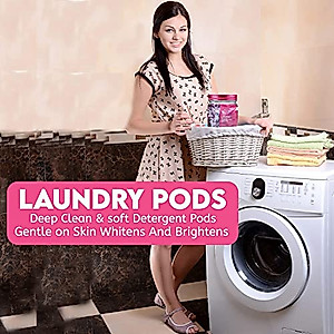 5-in-1 Laundry Pods, Total 128 Count, High Efficiency (HE), Ultra Concentrate with Powerful Stain Lifter Technology, Fabric Softener With Lavender Extracts, Detergent Pods, 32 Count/Each – Pack of 4