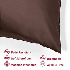 uxcell Standard Satin Pillowcase with Zipper, Super Soft and Luxury, Silky Pillow Cases Covers Set of 2, 21"x27", Brown
