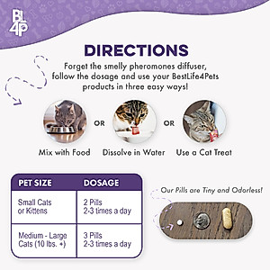 Anti Aggresion for Cats Calming Remedy - A Natural Diffuser and Cat Calming Aid for Stress, Spritefull Spraying, Scratcihng & Territorial Behavior - Non-Drowsy - 400 Odorless, Tasteless Pills