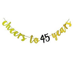 Cheers to 45 Years Banner for 45th Birthday Party Sign /45th Anniversary Decorations