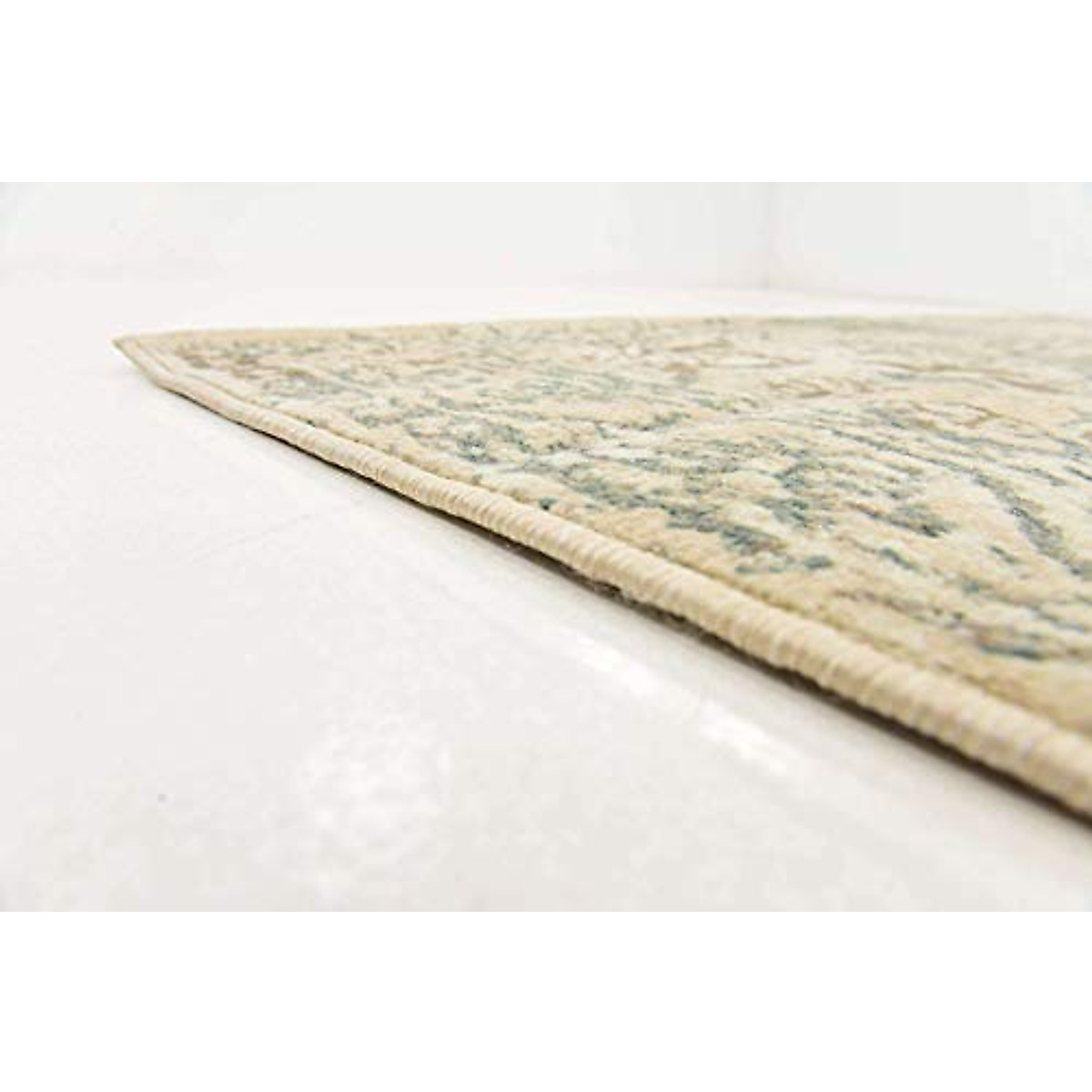 Unique Loom Tuareg Collection Vintage Distressed Traditional Center Medallion Area Rug, 8 x 10 ft, Cream/Slate Blue