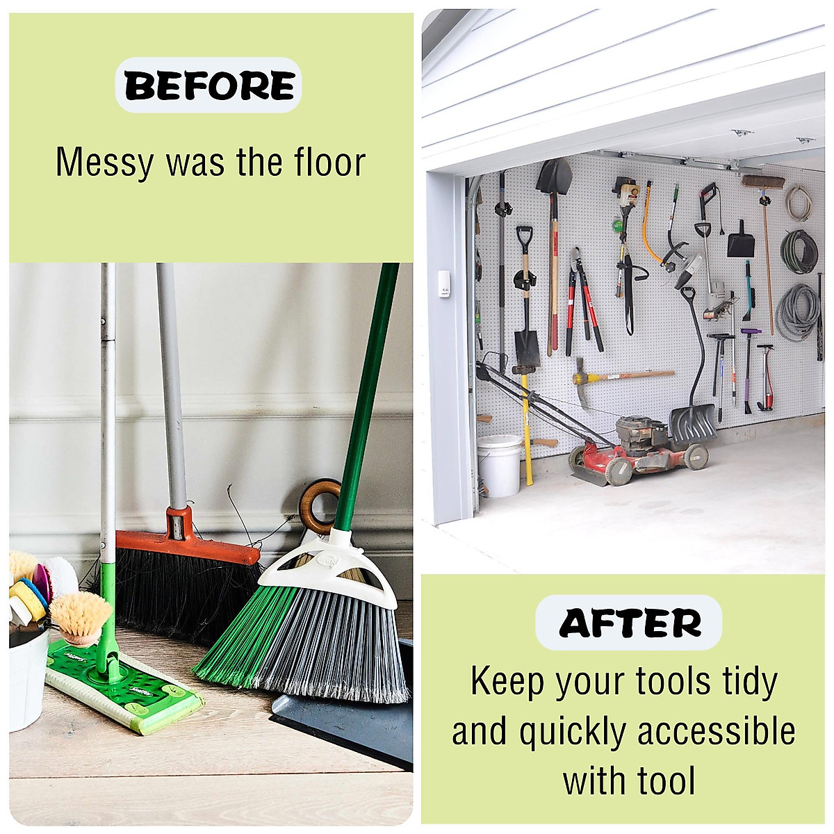 ULIBERMAGNET Magnetic Mop Broom Holder,Heavy Duty Movable Magnetic Broom Holder Rack,Anti-slip Wall Mounted Utility Storage Mop Shovel Hanger for Garage, Kitchen, Laundry, Garden(4 Pack/Black)