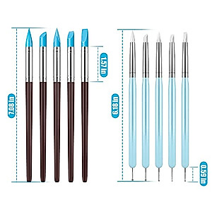 Clatoon 10Pcs Silicone Clay Sculpting Tool, Modeling Dotting Tool & Pottery Craft use for DIY Handicraft, Silicone Brush, Sculpture Pottery, Nail Art