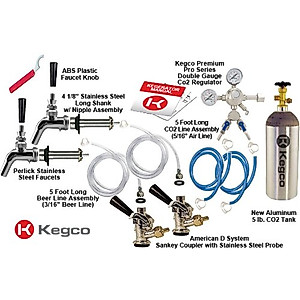 Kegco EB2PSCK-5T 2 Faucet Premium Door Mount Kegerator Kit with 5 lb. Co2 Tank
