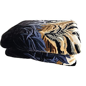 Solaron Super Thick Mink Blanket BM253 Queen 3 Tigers BLACK