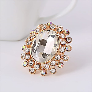 Vintage Big CZ Statement Ring for Women Antique Mosaic Crystal Expandable Adjustable Open Wrap Engagement Wedding Cocktail Party Rings Comfort Fit Art Deco Jewelry