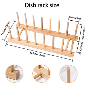 Wevapers 4Pack Bamboo Wooden Dish Rack, Plate Rack Stand Pot Lid Holder, Kitchen Cabinet Organizer for Cup, Cutting Board, Bowl, Drying Rack and More