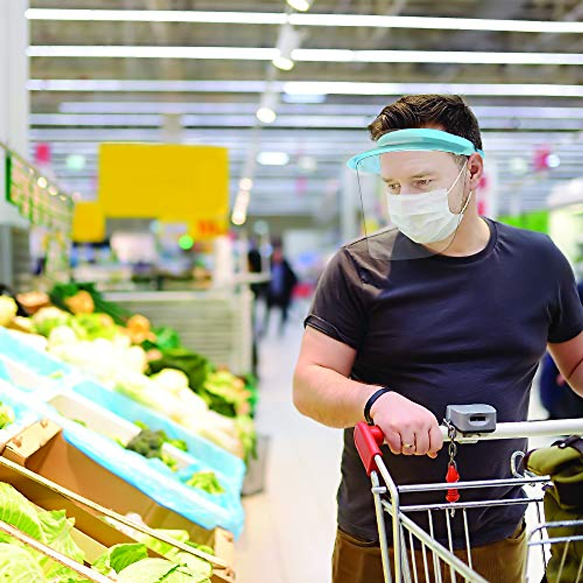 Pac-Dent iVisor Reusable Face Shield Kit, Full Face Protective Mask with Anti-Fog Coating, Adjustable to Comfortably Fit All Head Sizes, Reusable, Blue