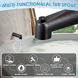 Enhon 7 Inch Slip on Tub Spout with Diverter, Compatible with Moen 3839/Moen 3853, Bathtub Diverter Spout Fits 1/2" Copper Water Tube(5/8" Diameter), 5/32" Hex Wrench(Oil Rubbed Bronze,Classic)