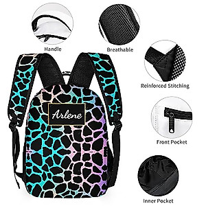 Wellhoope Custom Name Backpack 3PCS Set Cow Print Aesthetic Backpack Lunch Bag Pen Case 3 IN 1 Outdoor Daypack Travel Bag Double Shoulder Laptop Bag Climbing Backpack