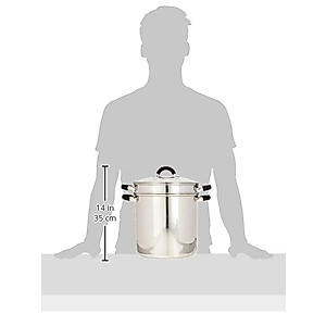 ExcelSteel 12 Qt Multifunction Stainless Steel Pasta Cooker with Encapsulated Base, Vented Glass Lid, and Riveted Silicone Covered Handles