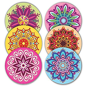 PARTH IMPEX Mandala Stickers Seals Labels - (Pack of 120) 2" Large Round Decals for Wall Laptop Water Bottles Holiday Greeting Cards Gift Envelopes Boxes