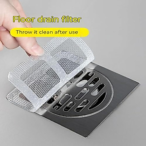 Generic 30 Pack Disposable Shower Drain Hair Catcher: Floor Hair Drain Stickers Mesh Stickers - Drain Cover Hair Catcher for Bathroom Laundry Bathtub Kitchen Sink Sewer Filter Screen (30PCS White)