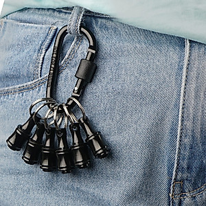 LUEXBOX 1/4 Inch Bit Holder Keychain, Hex Screwdriver Bits Holder Extension Bar, Quick Change Screw Bit Holder for Most Electric, Hand-held Screwdrivers and Drill Bits (A: Black 6pack)