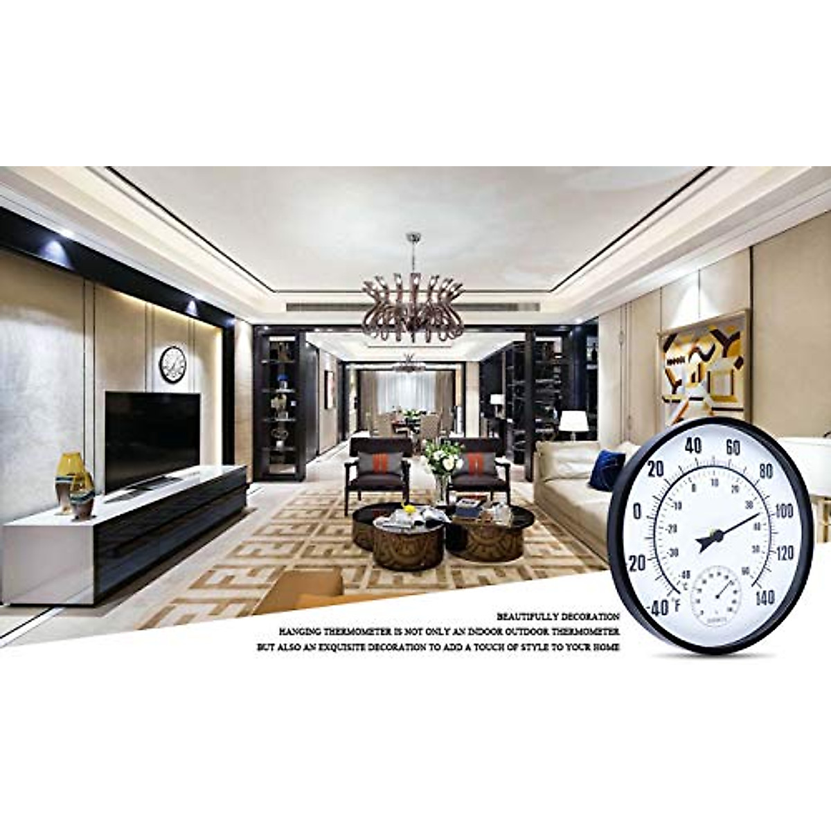 Thermometer Indoor Outdoor 10" Patio Large Wall Thermometer and Hygrometer,No Battery is Required to Let You to See The Temperature and Humidity of The Day from a Distance, Upgrade Version