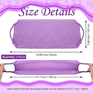 Exfoliating Back Scrubber with Handles 4 Packs Nylon Back Exfoliator Extended Length Back Washers Scrubbers Stretchable Pull Strap Exfoliating Washcloth (Pink, Blue, Fluorescent Green, Purple)