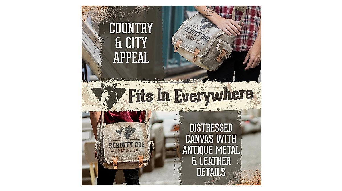 SCRUFFY DOG Vintage Messenger Bag - Canvas Shoulder Satchel