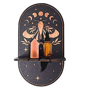 Frifer Crystal Stone Shelf | Wooden Stones Display Floating Shelf with Installing Buckles,Home Use Shelf for Living Room, Bedroom, Bathroom