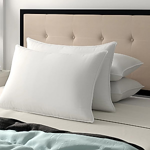 SILUI Extra Flat Thin Soft Pillows Standard Size Set of 2 Pack Bed Pillow Down Alternative Fill for Side Back Stomach Sleepers, White, 20x26 Inches