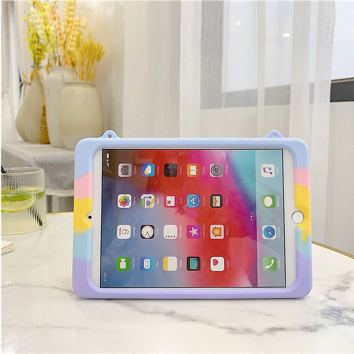 iZi Way Pop It for iPad Air 5th/4th Generation Case 2022/2020 Kids Girls, Poppet Fidget Toy Push Bubble Cute Silicone Tablet Case Cover, Stand, Shoulder Strap for Apple iPad Air 5/4 10.9” - Rainbow