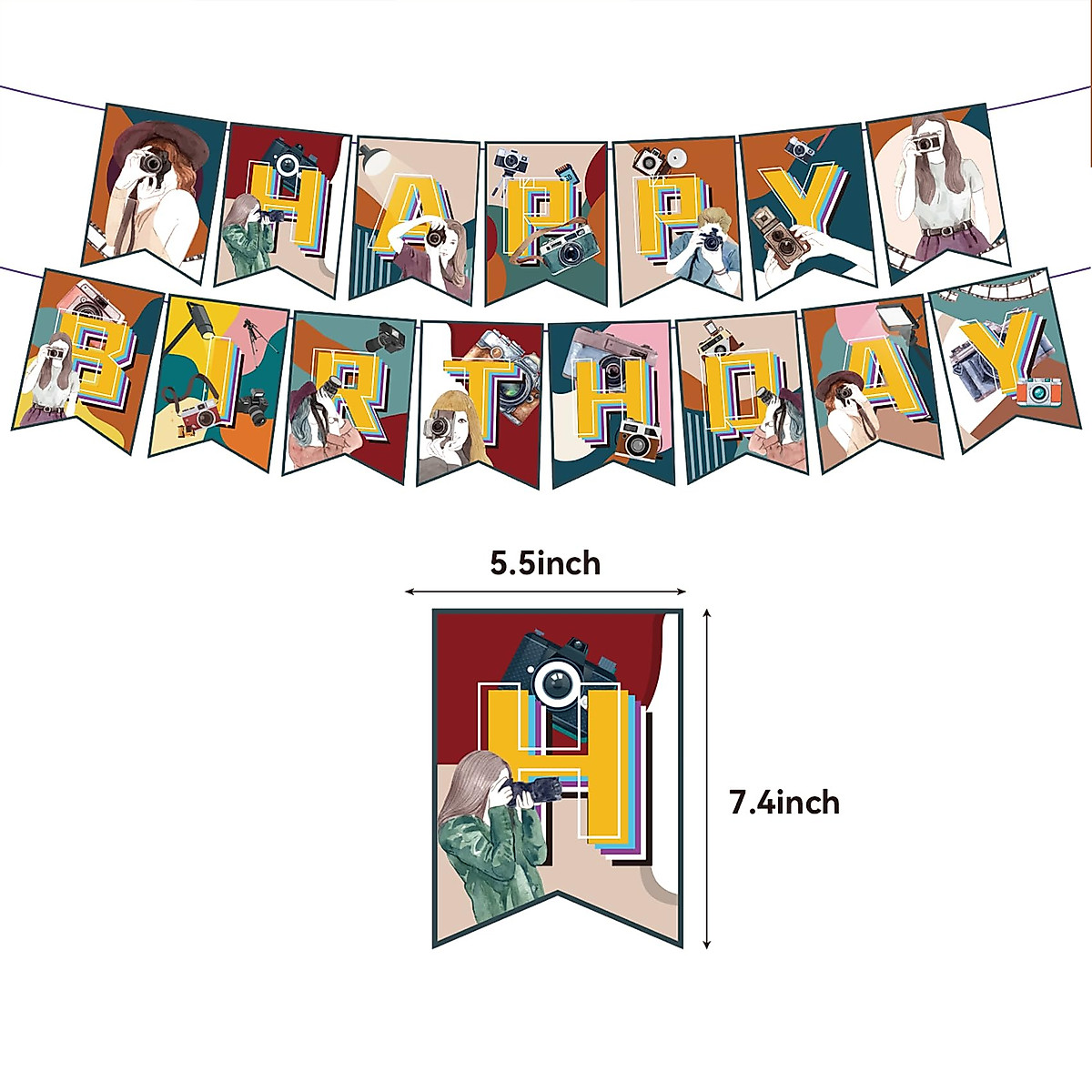 YXCMDCG Photography Party Decorations: Birthday Party Supplies with Banner, Balloons, Cupcake Toppers, Cake Topper, Ribbon in Multicolor Photography Theme