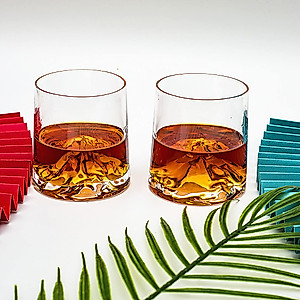 Wine glass Scotch Whiskey Glass Set of 2 Old Fashioned Glass,Unique Glass bourbon glasses,Transparent Rocks Glass with Box,8.4 Oz Cocktail Glass,Gift for Men (Transparent)