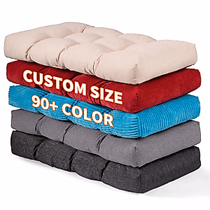 Detiblue Custom Bench Cushion - Outdoor Tufted Swing seat Cushions, Indoor Piano Bench/Sofa Cushions, Customizable Fabric/Color/Size/Non-Slip Methods, 4 Inch Thick Furniture Pads