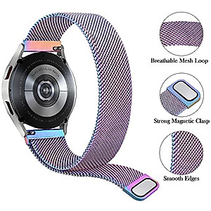 Wanme for Samsung Galaxy Watch 4 Band 40mm 44mm, Galaxy Watch 4 Classic Bands 42mm 46mm Women Men, 20mm Stainless Steel Metal Replacement Bracelet Strap for Samsung Watch 4 Bands (Colorful)