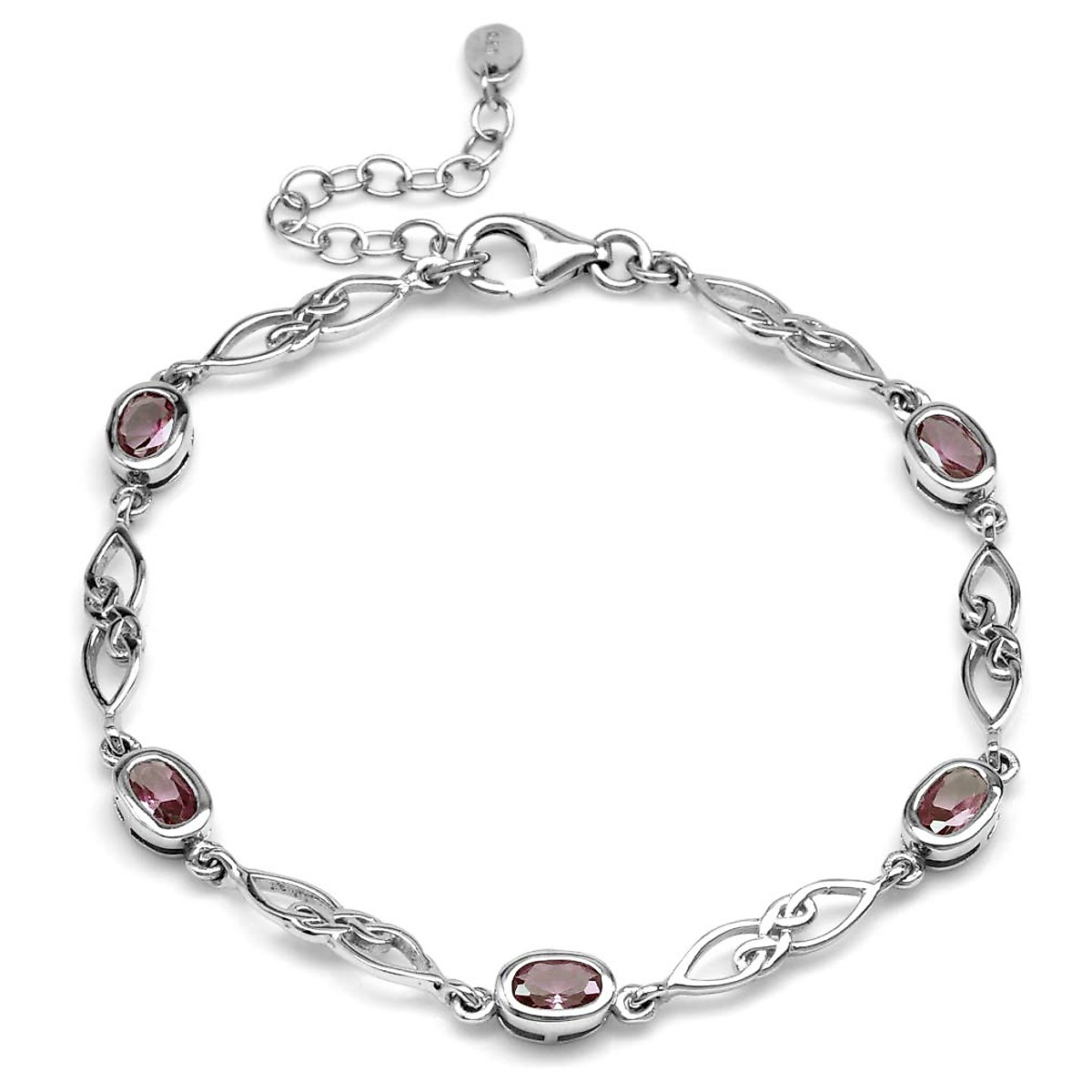 Silvershake Simulated Color Change Alexandrite 925 Sterling Silver Celtic Knot 7.25 to 8.75 Inch Adjustable Bracelet
