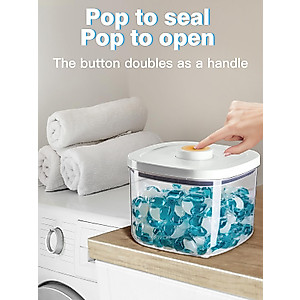 LivLab Laundry Pod Container - 260 Capacity Laundry Detergent Pod Bin with Lid for Laundry Room Organization, Laundry Detergent Dispenser, Translucent