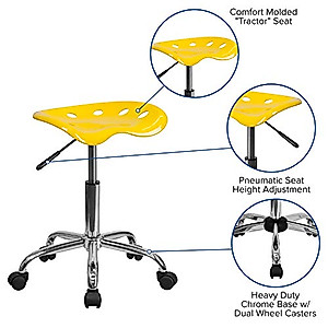 Flash Furniture Taylor Vibrant Yellow Tractor Seat and Chrome Stool