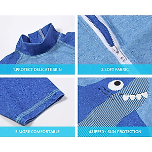 Baby Toddler Boys One Piece Swimsuit Set Kids Long Sleeve Sunsuit Infant Boy's Swimwear Bathing Suit Swimwear for Kids Boys (06-Whale, 5-6Y)