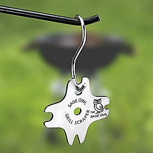 Sage Owl Stainless Steel Grill Scraper Tool - BBQ Gifts for Women Who Has Everything - Dishwasher Safe Bristle Free Grill Cleaning Brush Alternative - Mens Stocking Stuffers for Christmas
