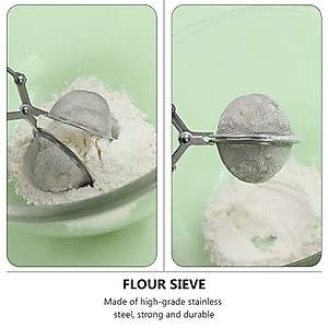 2Pcs Powdered Sugar Duster Flour Duster Wand for Baking Round Flour Sieve Strainer Colander Baking Straining for Sugar Flour and Spices