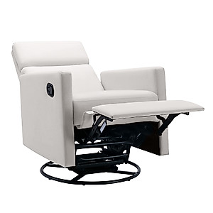 Swivel Recliner Chair, Glider Chair for Nursery, Upholstered Theater Seating, Modern Rocker Recliner Chair, Swivel Single Sofa Reclining Lounge Chair, Beige