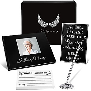 Yexiya Funeral Guest Book Memorial Guest Book Condolence Celebration of Life Decorations 150 Pcs Share a Memory Cards Signature Pen Memory Table Sign 124 Pages Hardcover in Loving Memory Guest Book