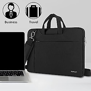 Ferkurn Laptop Bag 17 17.3 inch Women Men Computer Sleeve Case with Shoulder Strap for HP Envy Pavilion/Dell Inspiron/Thinkpad/ASUS TUF Vivobook/MSI/MacBook/Acer,Waterproof Briefcase with Handle,Black